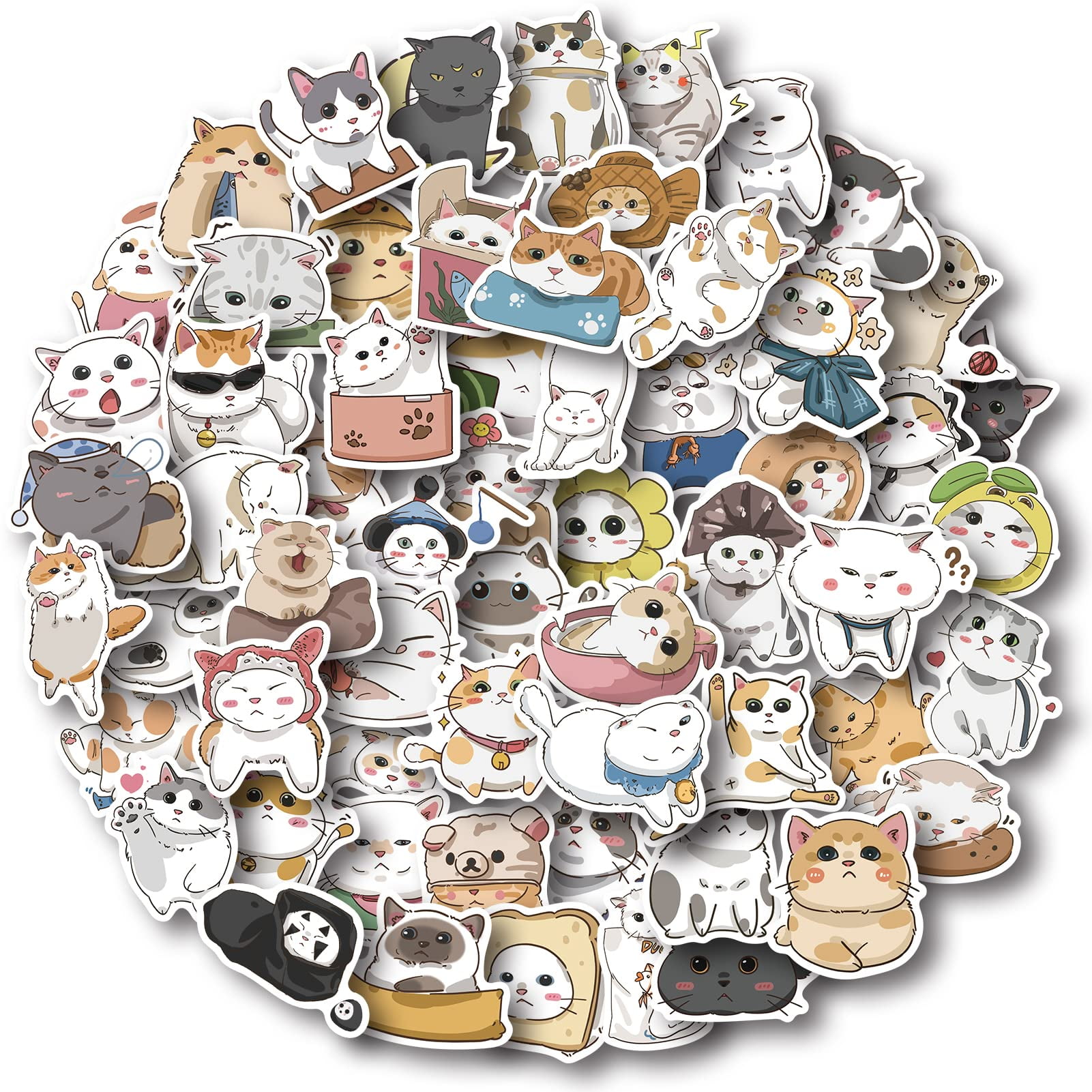 Aowplc 62 Pcs Cat Stickers, Vinyl Kitty Stickers for Water Bottle ...