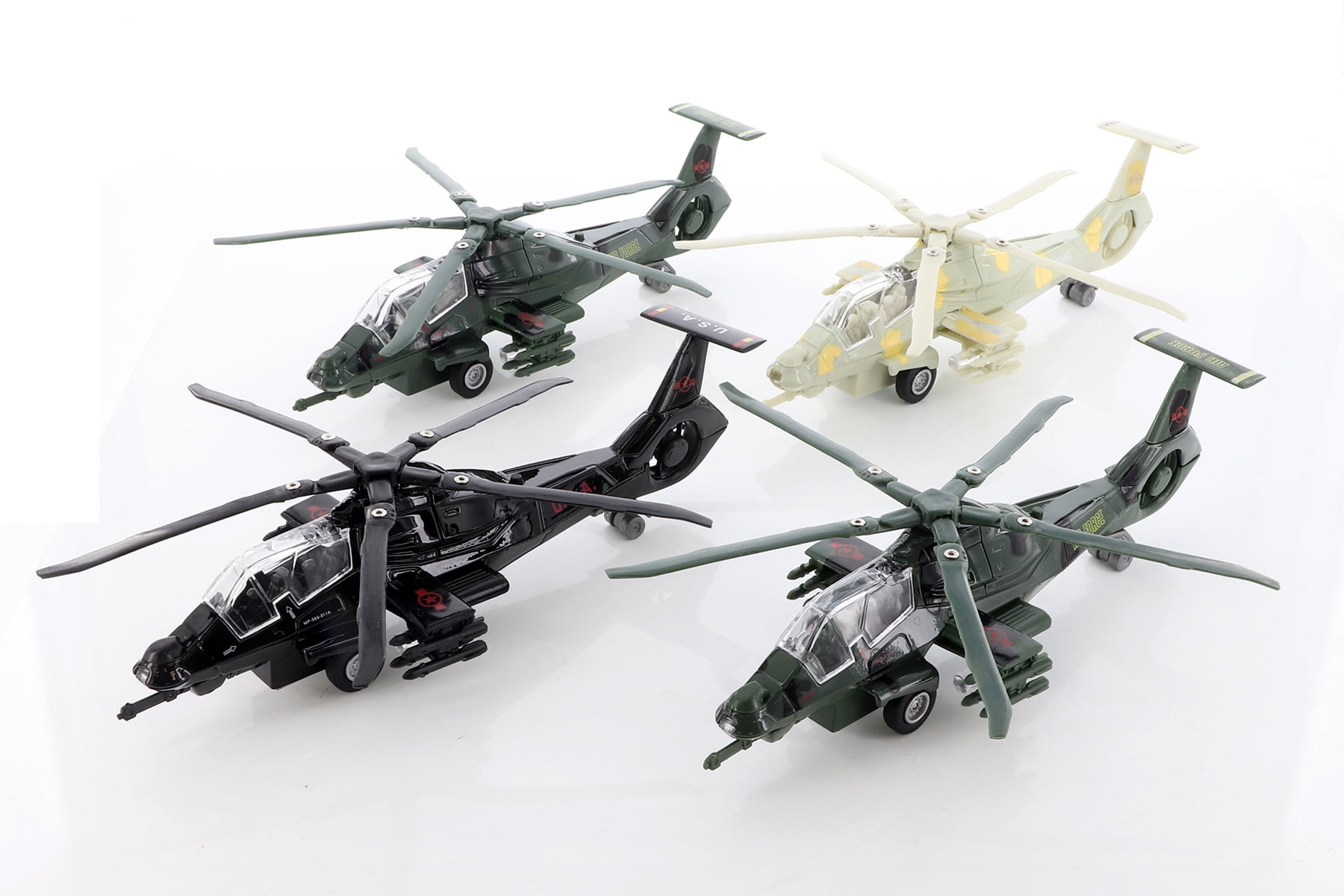 ModelToyCars Stealth Copter with Light & Sounds Diecast Helicopter Set ...