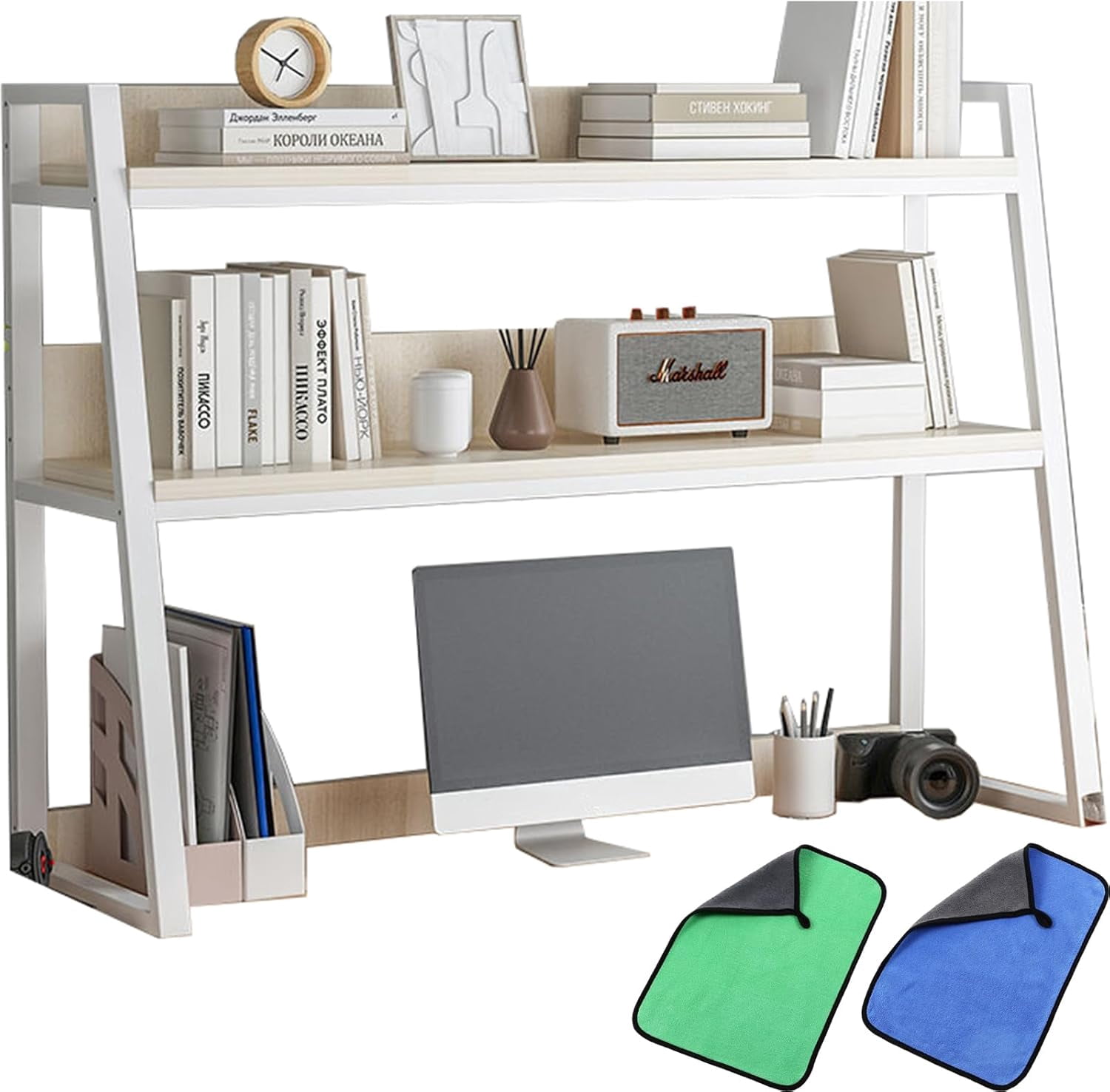 Ladder Desktop Shelf, Desk Hutch 3-Tier for Computer Desk, Desktop ...