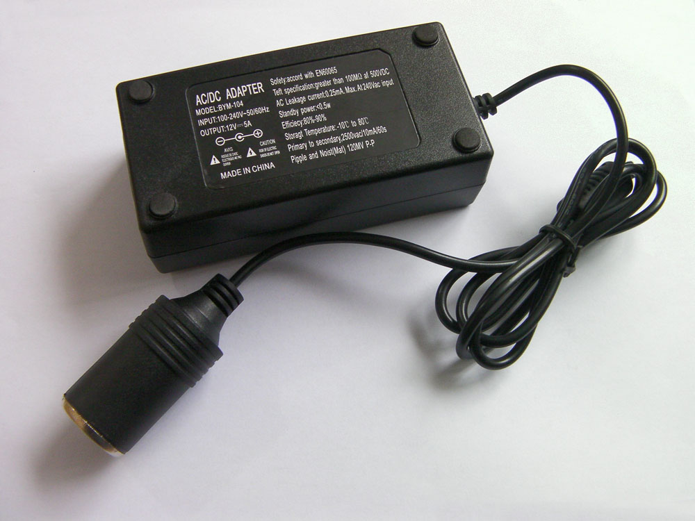 110V-240V AC home wall to Car Auto DC 12V/5A 60W adapter cigarette ...