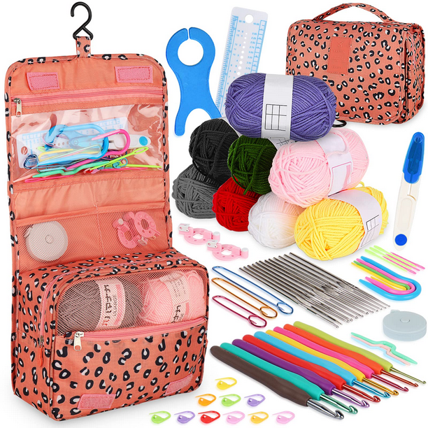 Allnice 62PCS Crochet Kit Beginners Crochet Hook Set with Yarn for ...