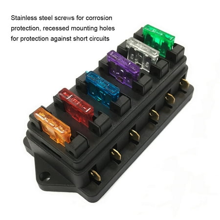 6 Way Vehicle Fuse Box Portable Removable Material; The fuse Embedded ...
