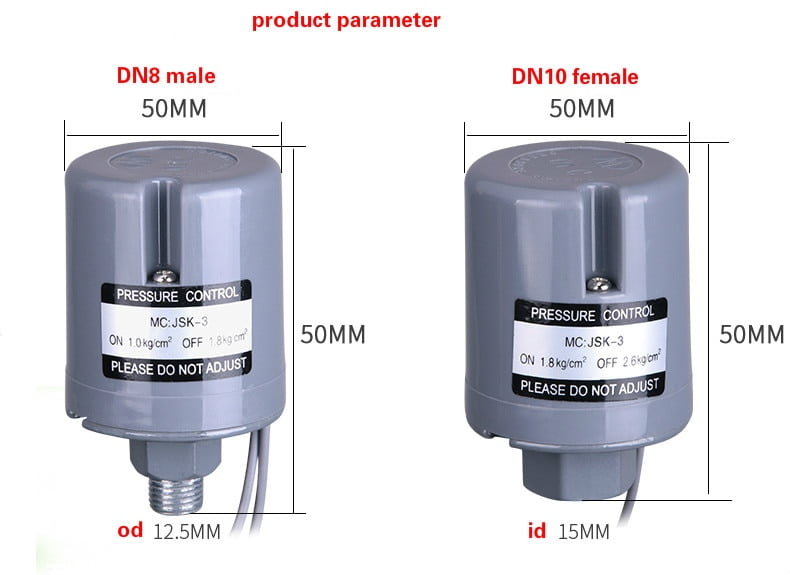 Adjustable Mechanical Water Pump Pressure Switch Controller Automatic Pressure Switch DN8 DN10 ...