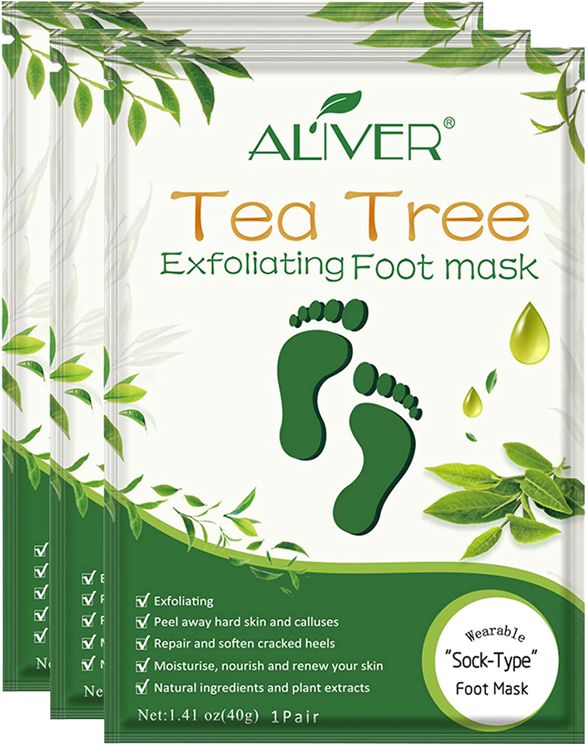 ALIVER 3 Pcs Foot Peel MaskMoisturizers Baby Foot Exfoliant Repair Foot ...