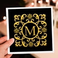 3drose, Floral Decorative Monogram. Gold on Black. Shapely Letter M, 6 ...