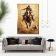 Cowboy Roping Cattle Canvas Painting, Western Wall Art, Rustic Home ...