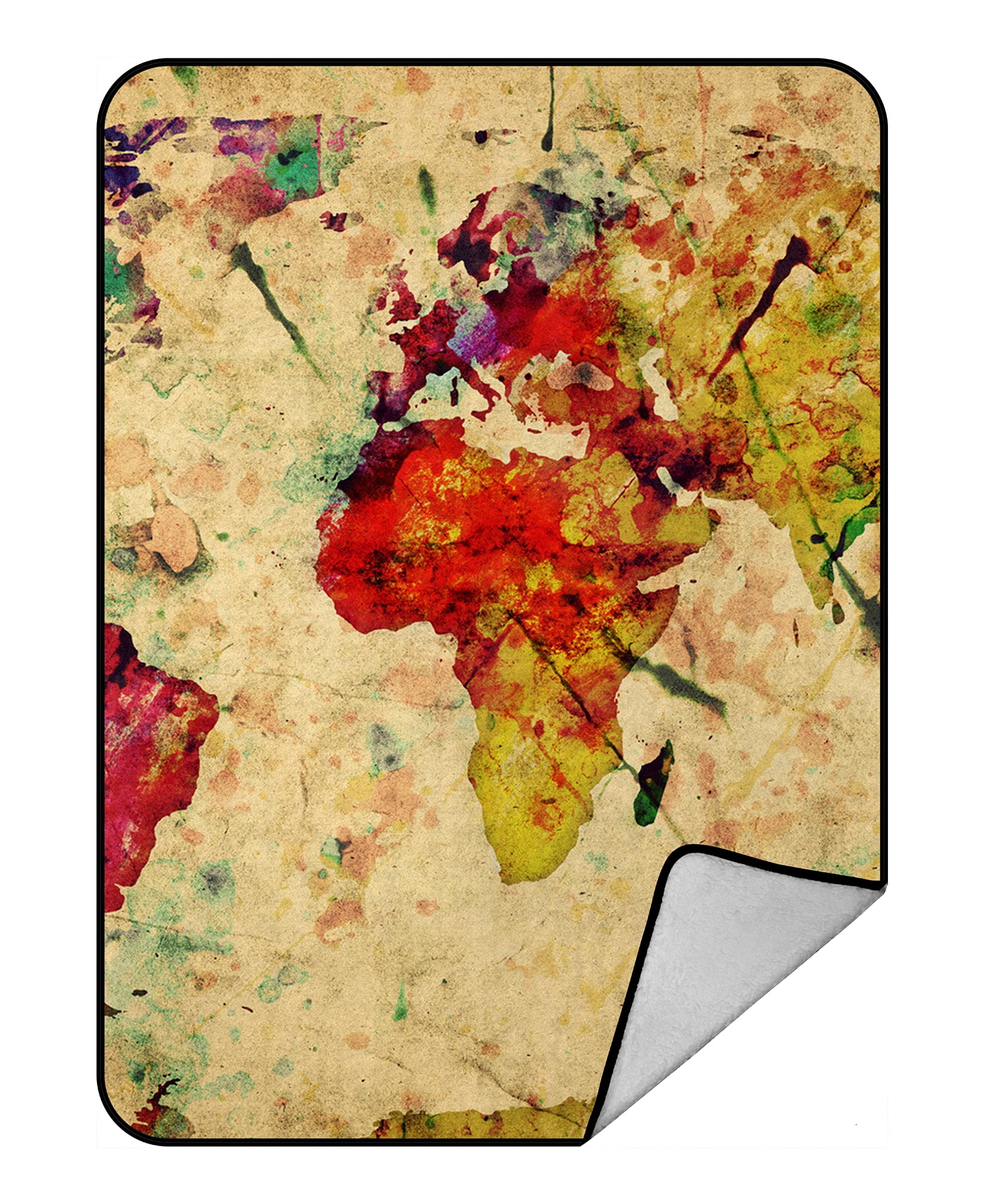 GCKG World Map Blanket,Colorful Retro World Map Fleece Blanket Crystal ...