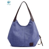 Deago Fashion Women's Triple Compartment Canvas Handbag with Handles ...
