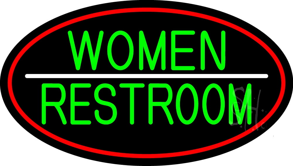 Women Restroom Oval With Red Border LED Neon Sign 20 x 37 - inches ...