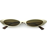 Extreme Thin Small Rectangle Sunglasses Mirrored Lens 49mm (Black ...