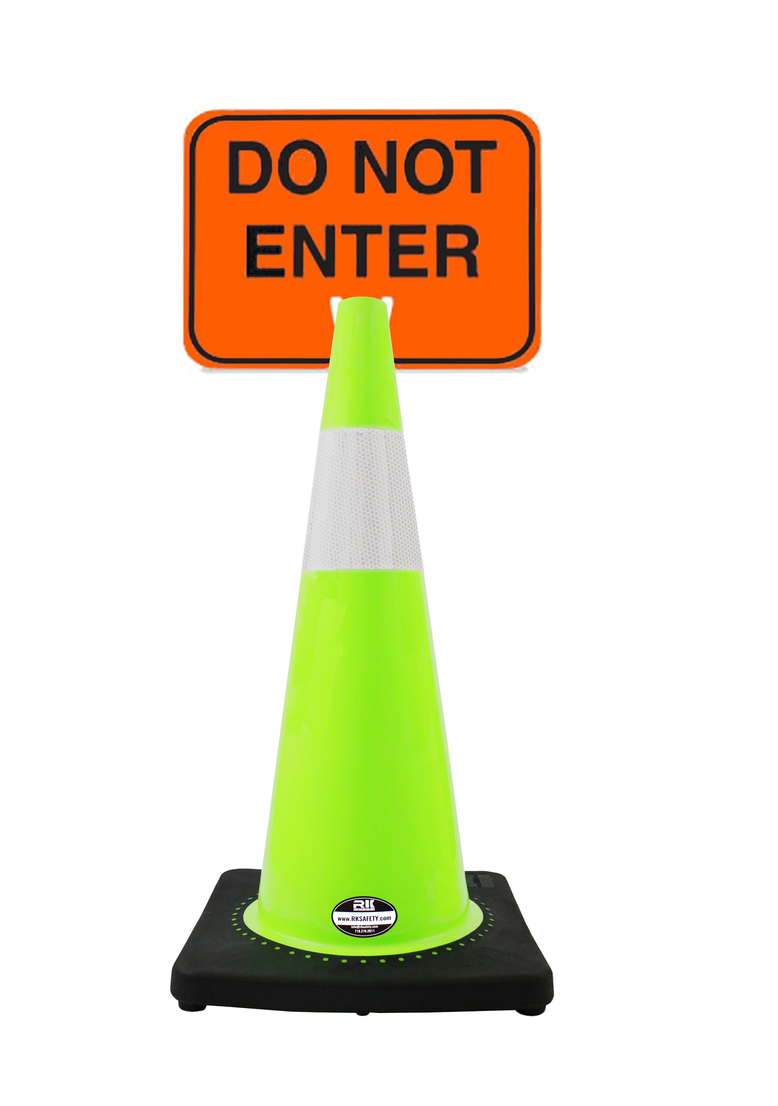 RK-Safety 28" Lime Cone, Black base With One 6" Reflective Tape, Plus ...
