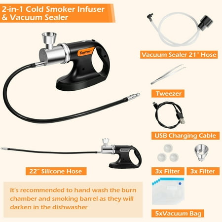 Costway Handheld Cold Smoking Gun Food Cocktails Smoke Infuser Vacuum ...