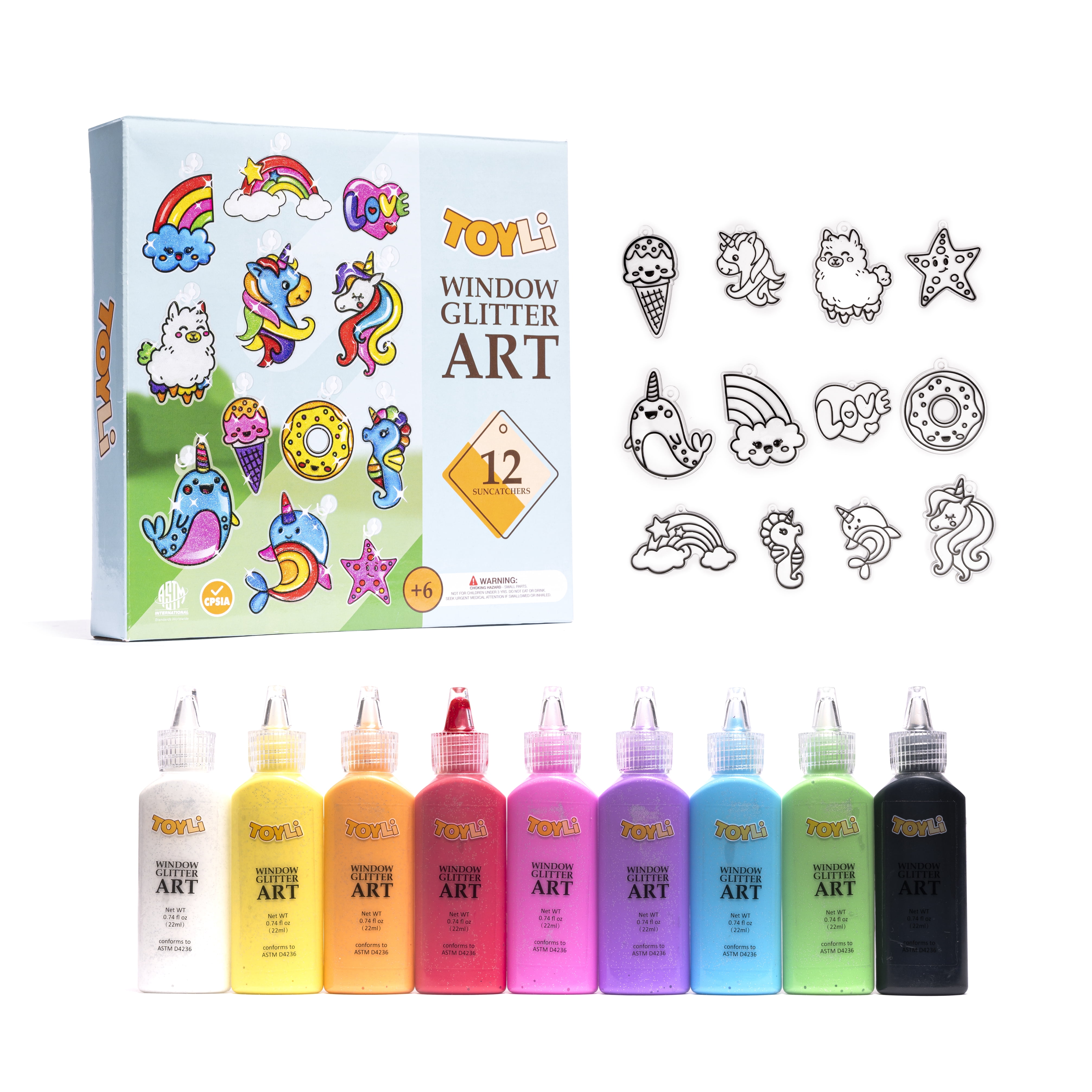 TOYLI Suncatcher Window Glitter Paint Art Kit Makes 26 Projects, Create ...