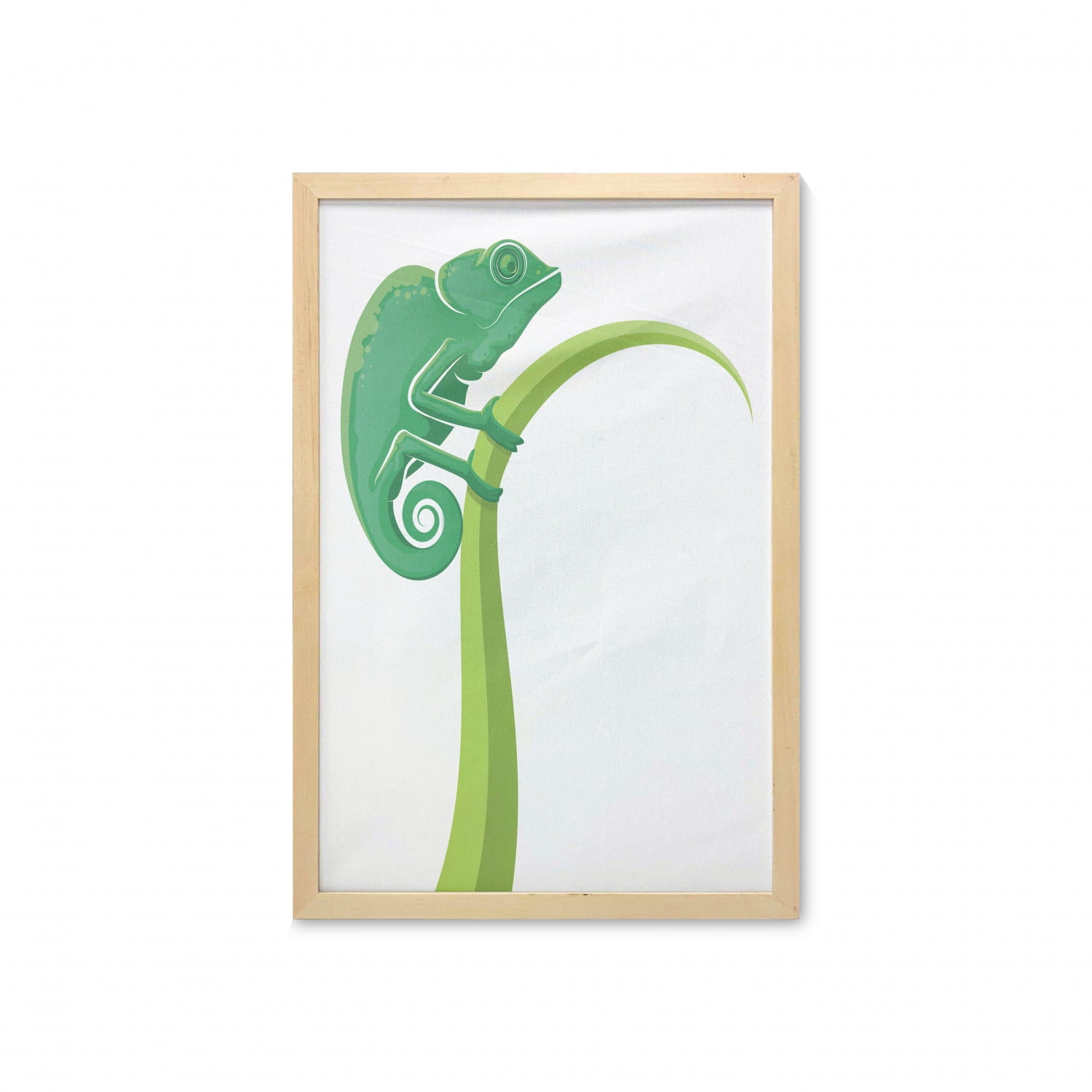 Reptile Wall Art with Frame, Exotic Grumpy Lizard Holding onto Grass ...
