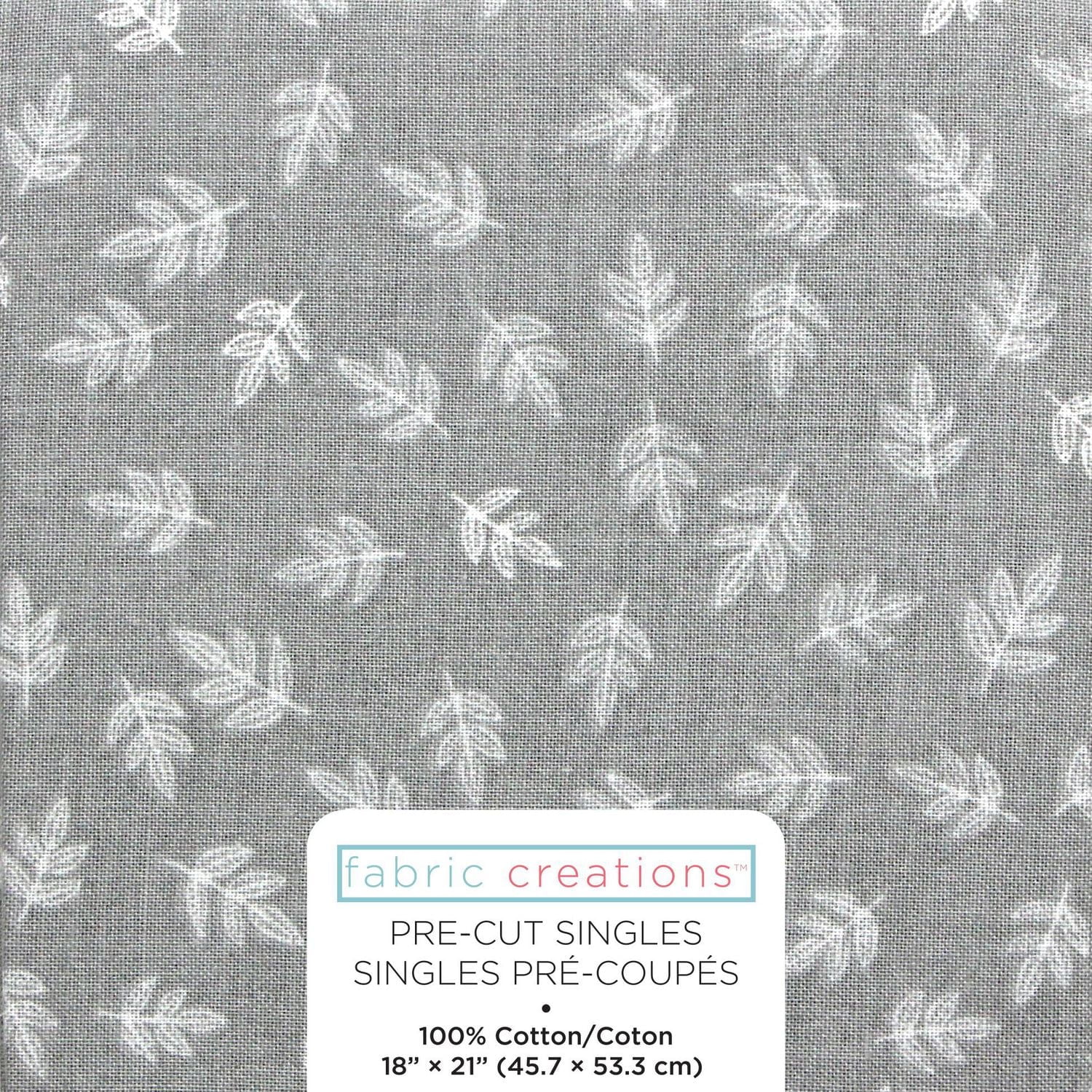 Click here for Fabric Creations Grey With White Leaves Fat Quarte... prices