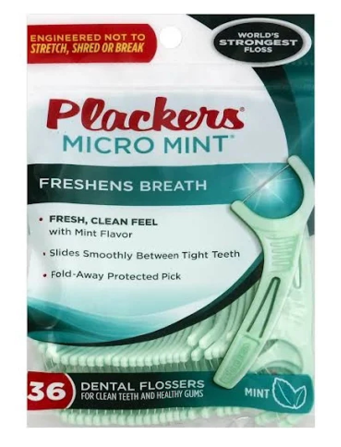 Plackers Micro Mint Fresh Breath for Miles of Smiles, Dental Flossers ...
