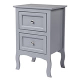 Ktaxon Set of 2 Wood Nightstands, Gray Bedside Tables with 2 Storage ...