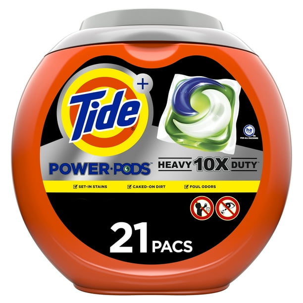 Tide Power Pods Heavy Duty, 21 Ct Laundry Detergent Pacs - Walmart.com ...