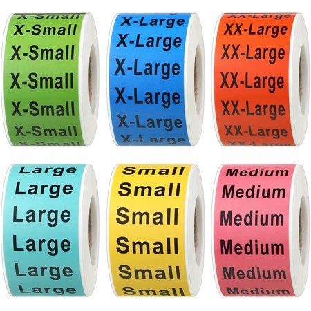 600 Pieces Clothing Size Sticker Color Coded Clothing Size Strips ...