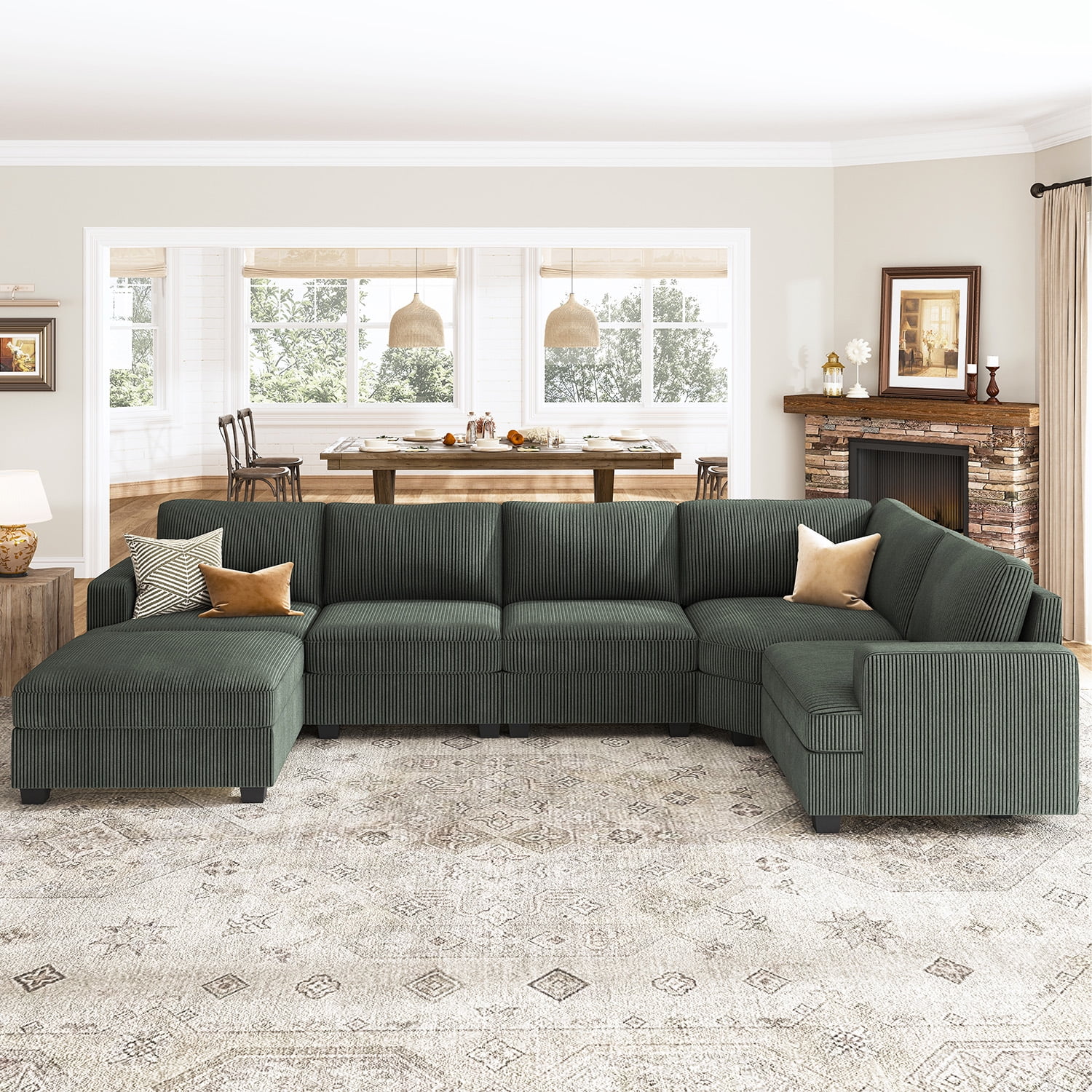 Click here for Honbay Sectional Corduroy Sleeper Sofa Bed U Shape... prices