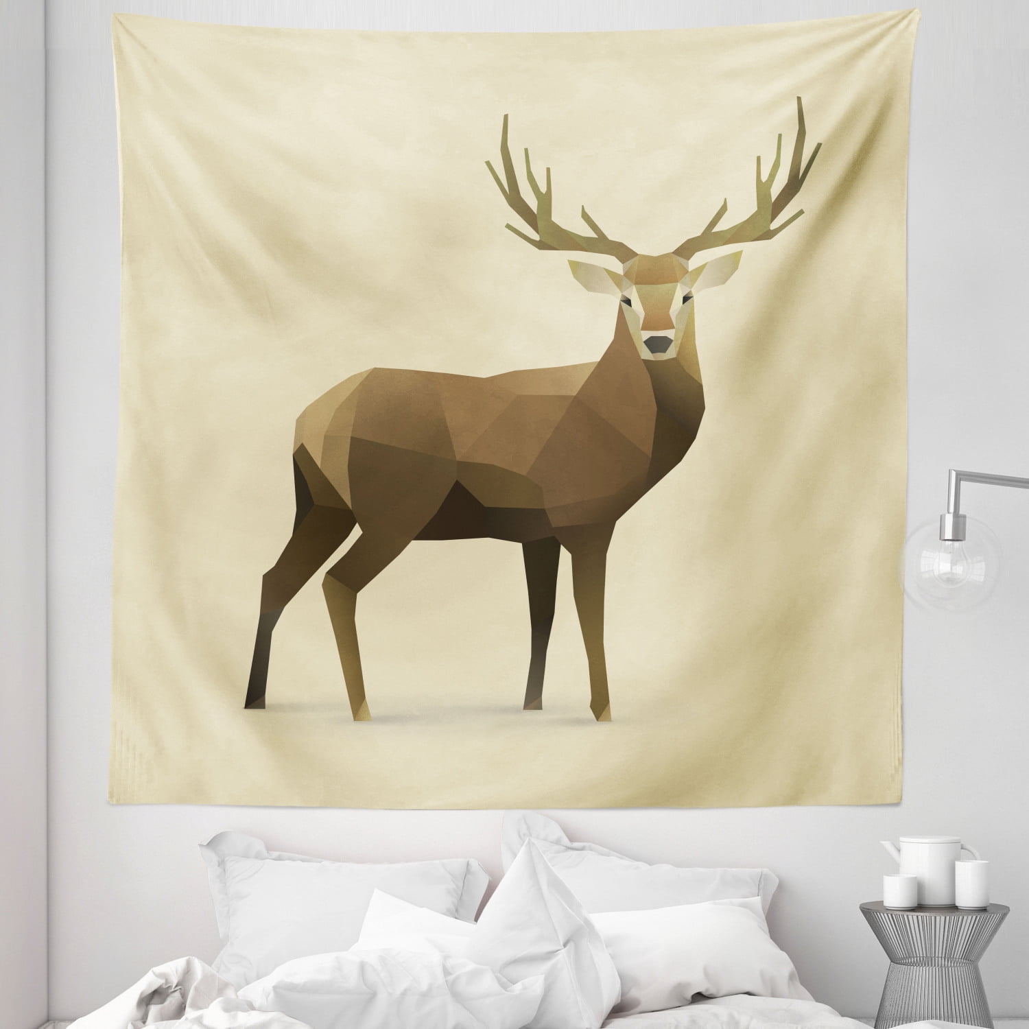 Polygons Tapestry, Modern Illustration of Geometric Deer Forest Elk ...