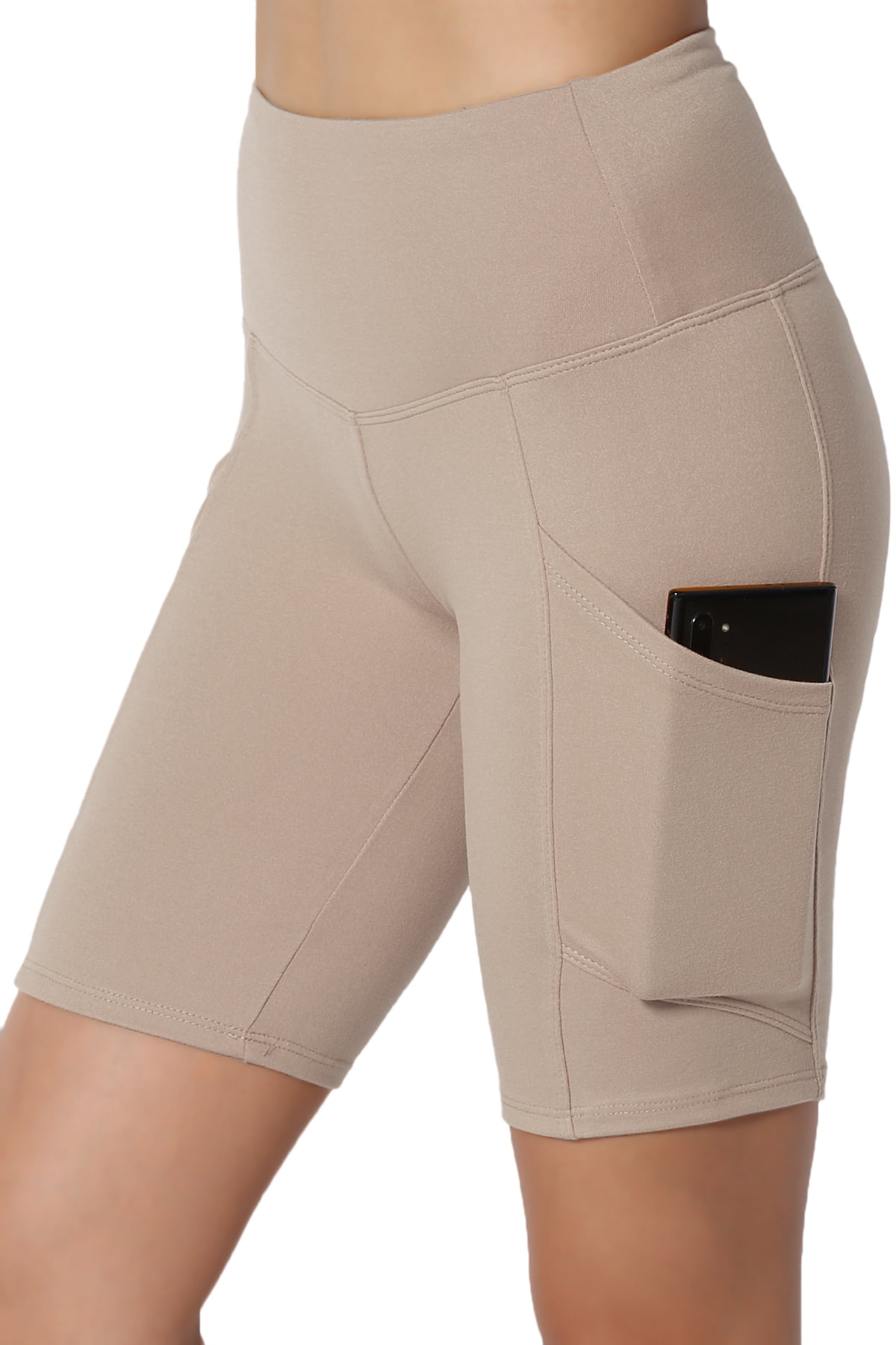 TheMogan Women's Brushed Microfiber Tummy Control Pocket Biker Short ...