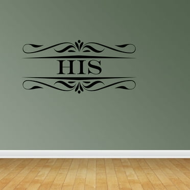 Master Bathroom Décor His Hers Cursive Art Bedroom Wall Decals Stickers ...