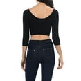 Womens Trendy Solid Color Basic Scooped Neck and Back Crop Top 3/4 ...