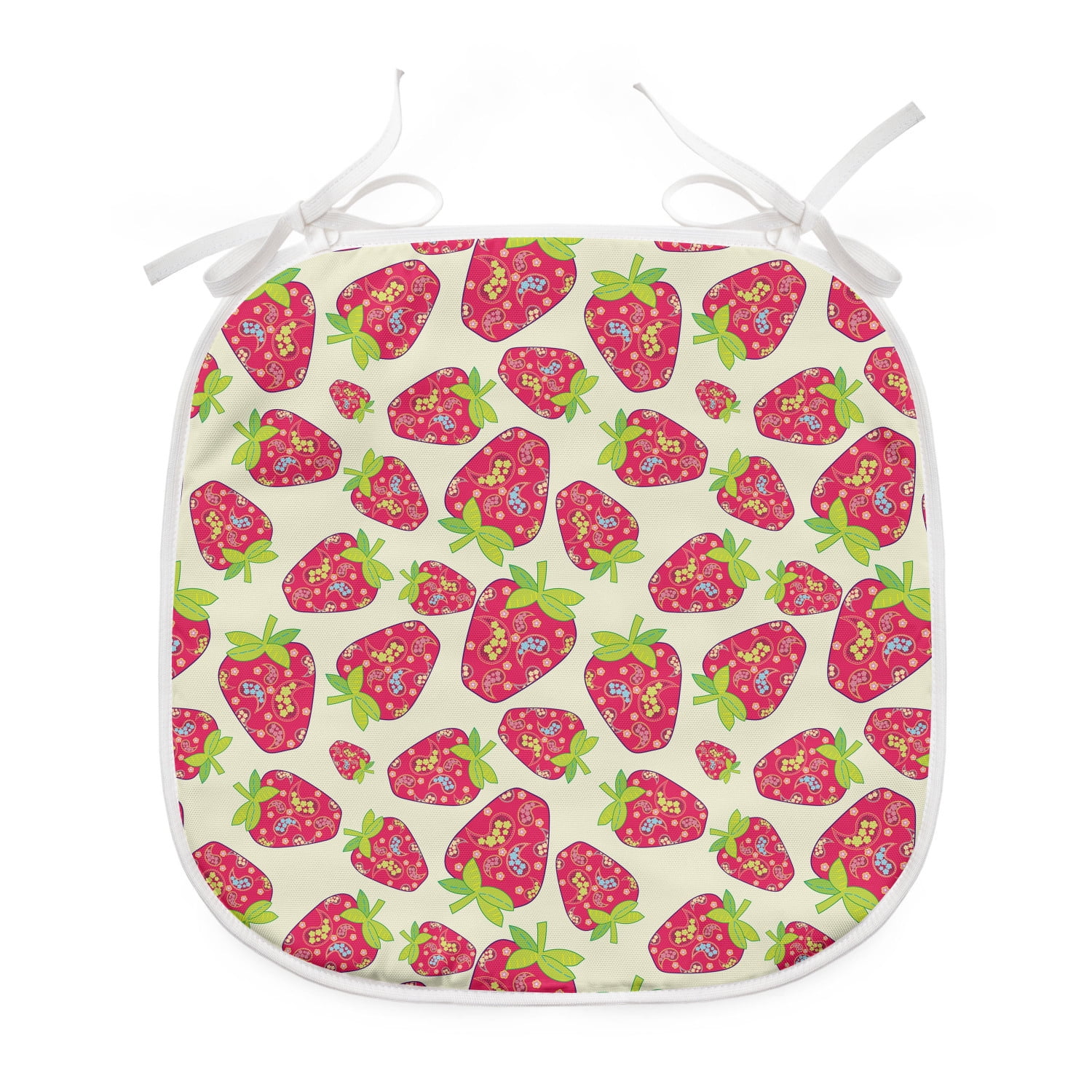 Strawberry Dining Chair Pad, Tropical Summer Fruit Pattern Strawberry ...