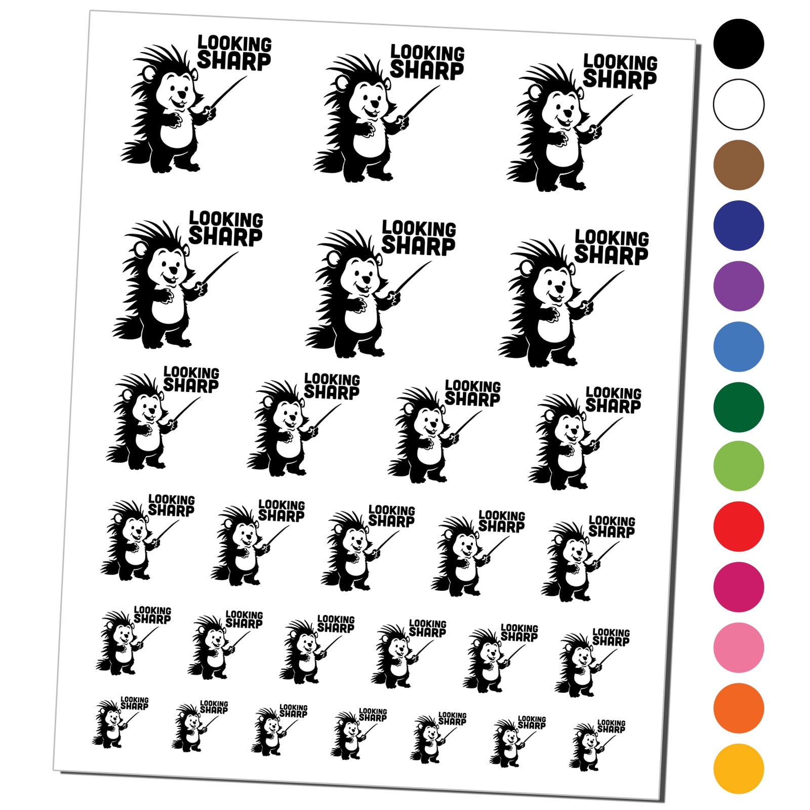 Looking Sharp with Cute Porcupine Water Resistant Temporary Tattoo Set ...