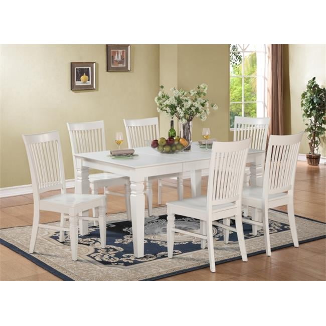 East West Furniture WEST7-WHI-W 7PC Weston Rectangular Dining Table and ...