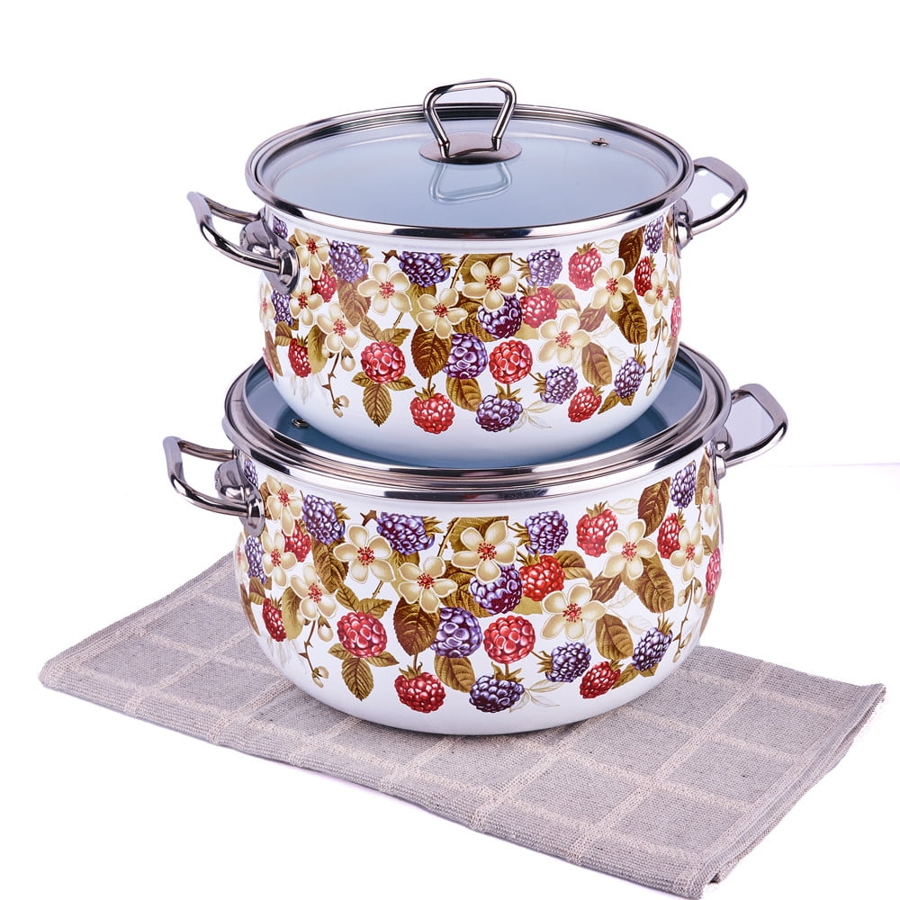 Enameled Aluminum Soup Pot Very Berry Enamel Set with Complimentary ...