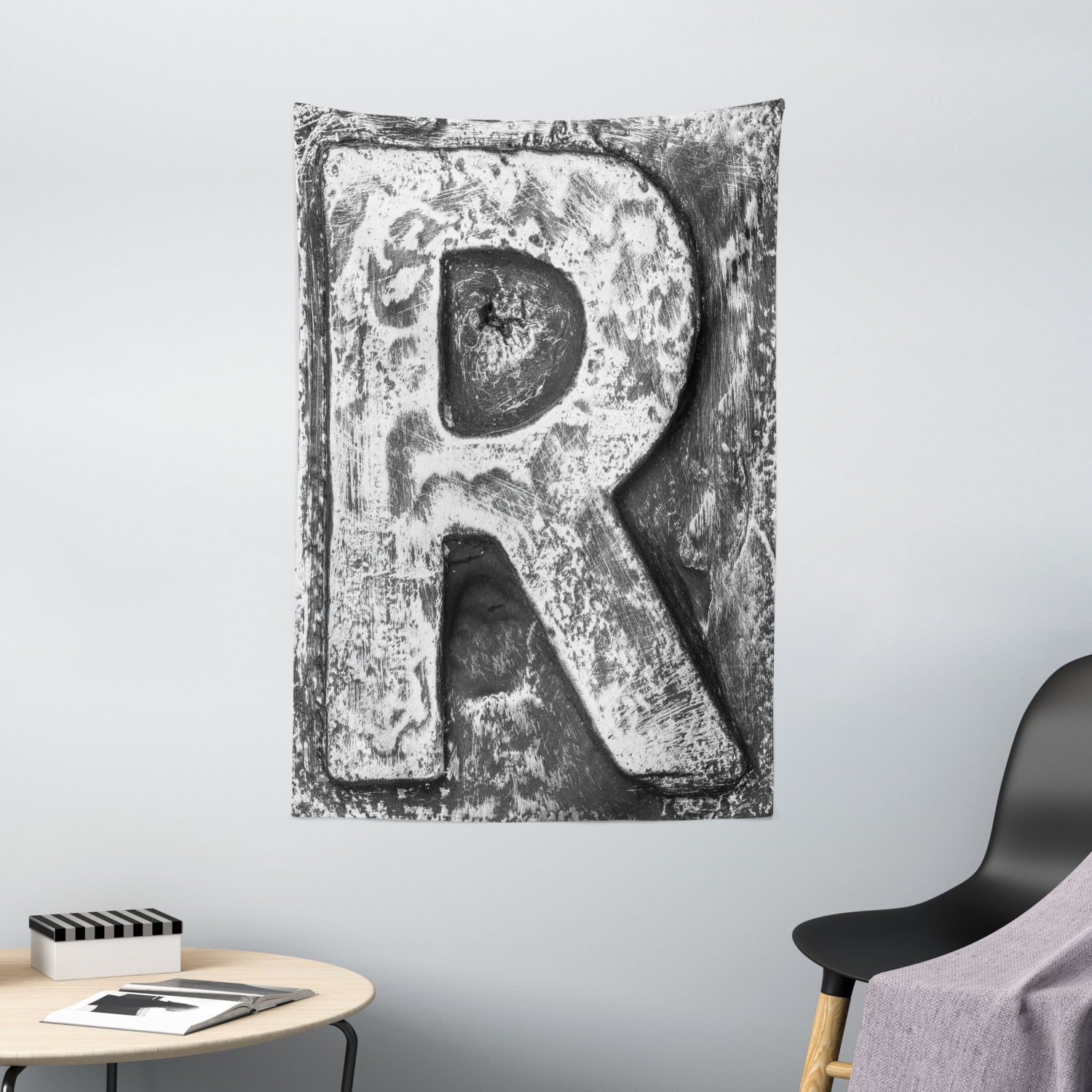 Letter R Tapestry, Iron Toned Uppercase R Referring to Somebody Old ...