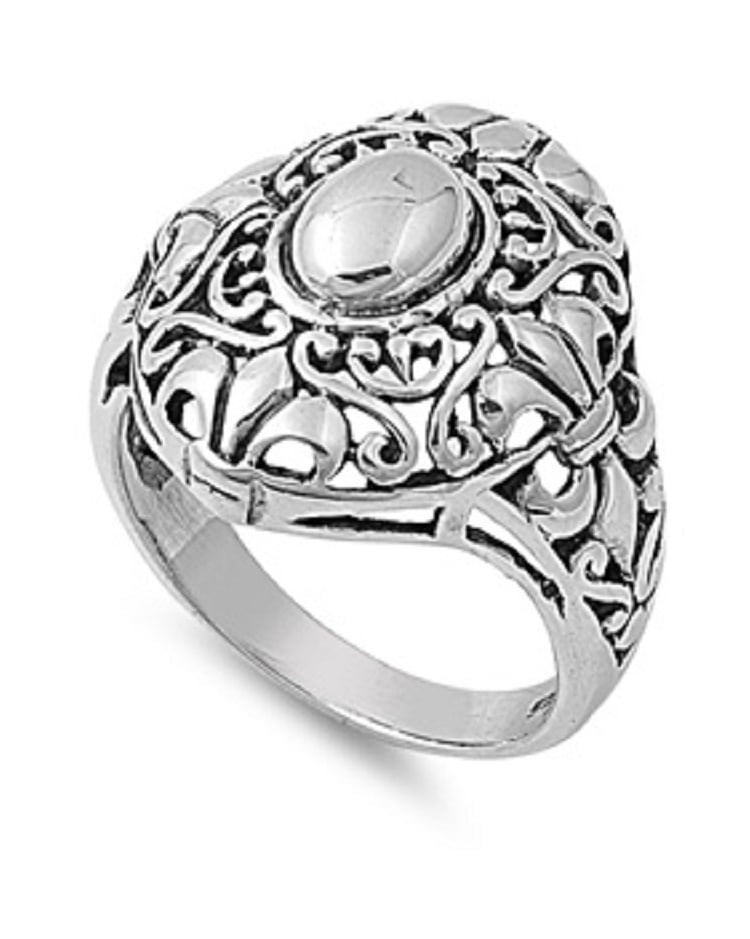 925 Sterling Silver Silverstone Filigree Ring Size 5 - Walmart.com