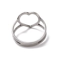 201 Stainless Steel Heart Finger Ring Hollow Wide Ring for Valentine's ...
