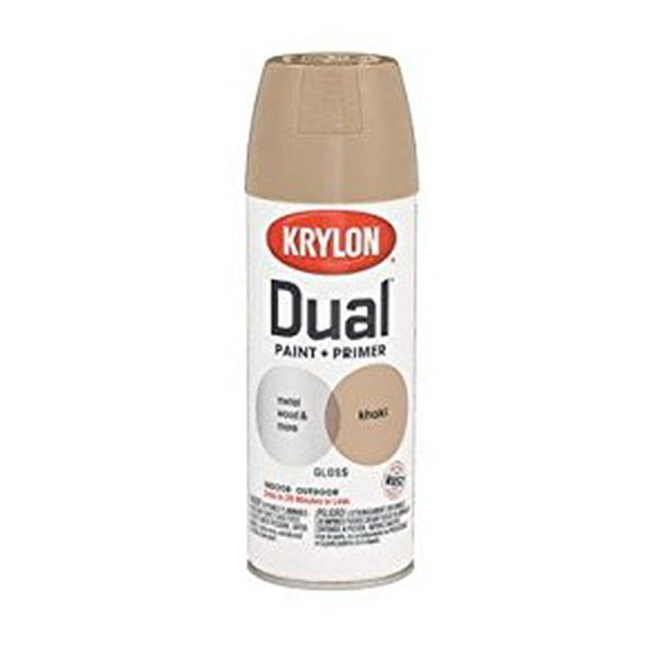 Krylon Dual SuperBond Paint + Primer Spray Paint, Gloss, Khaki, 12 oz ...