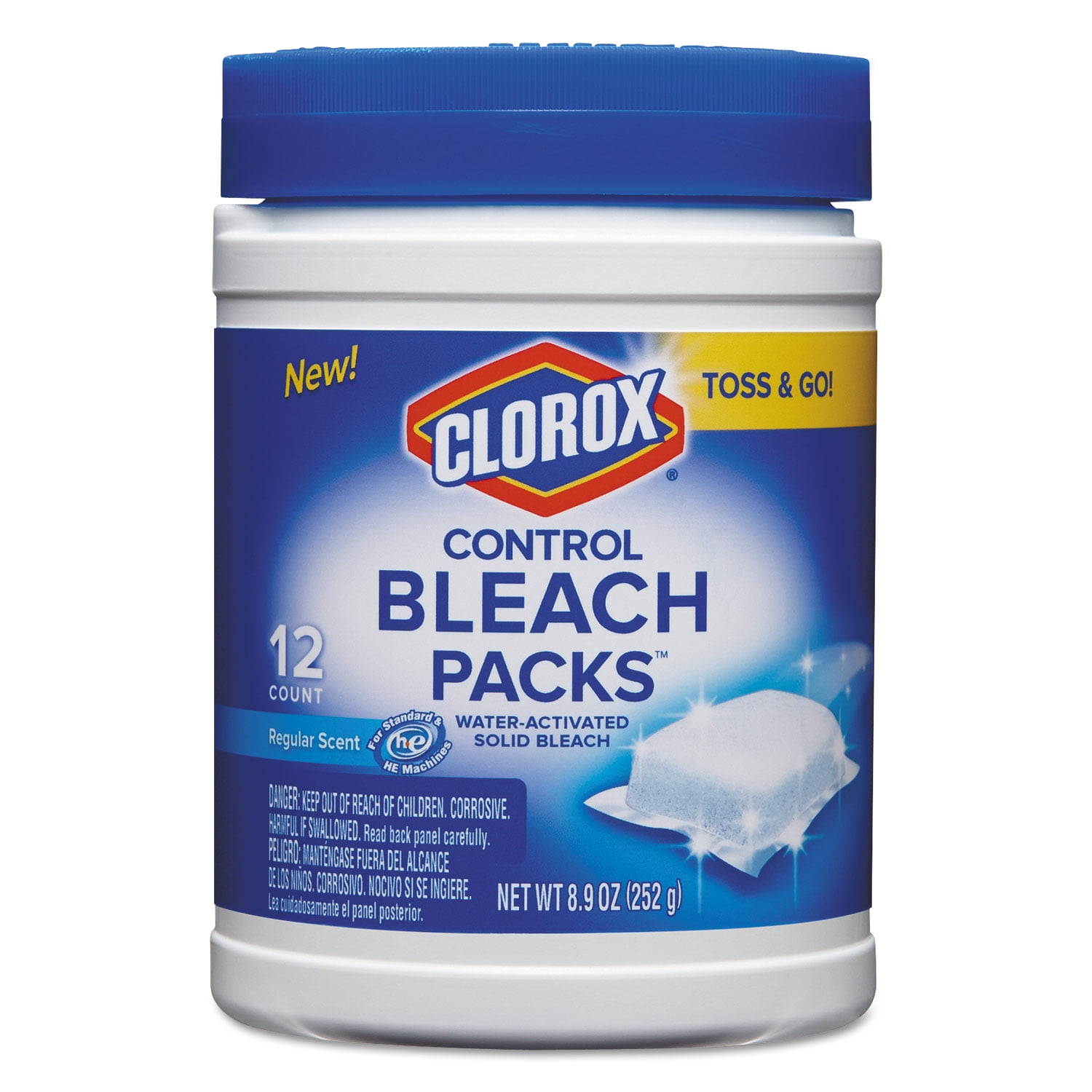 Clorox Control Bleach Packs, Regular, 12 Tabs/Pack, 6 Packs/Carton ...