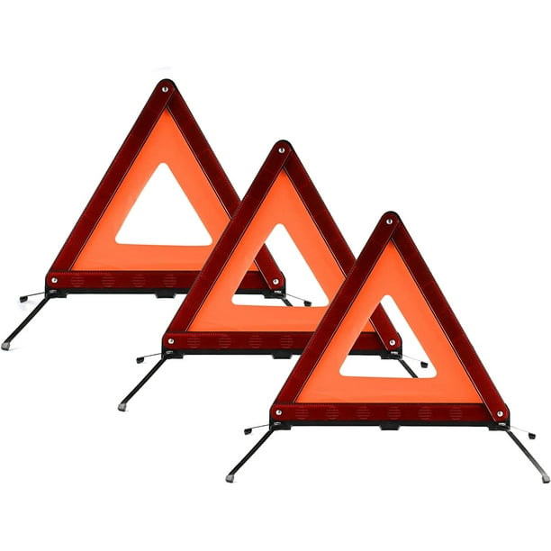 SINGARO Reflective Triangle Warning Sign, Safety Foldable Three-Piece ...