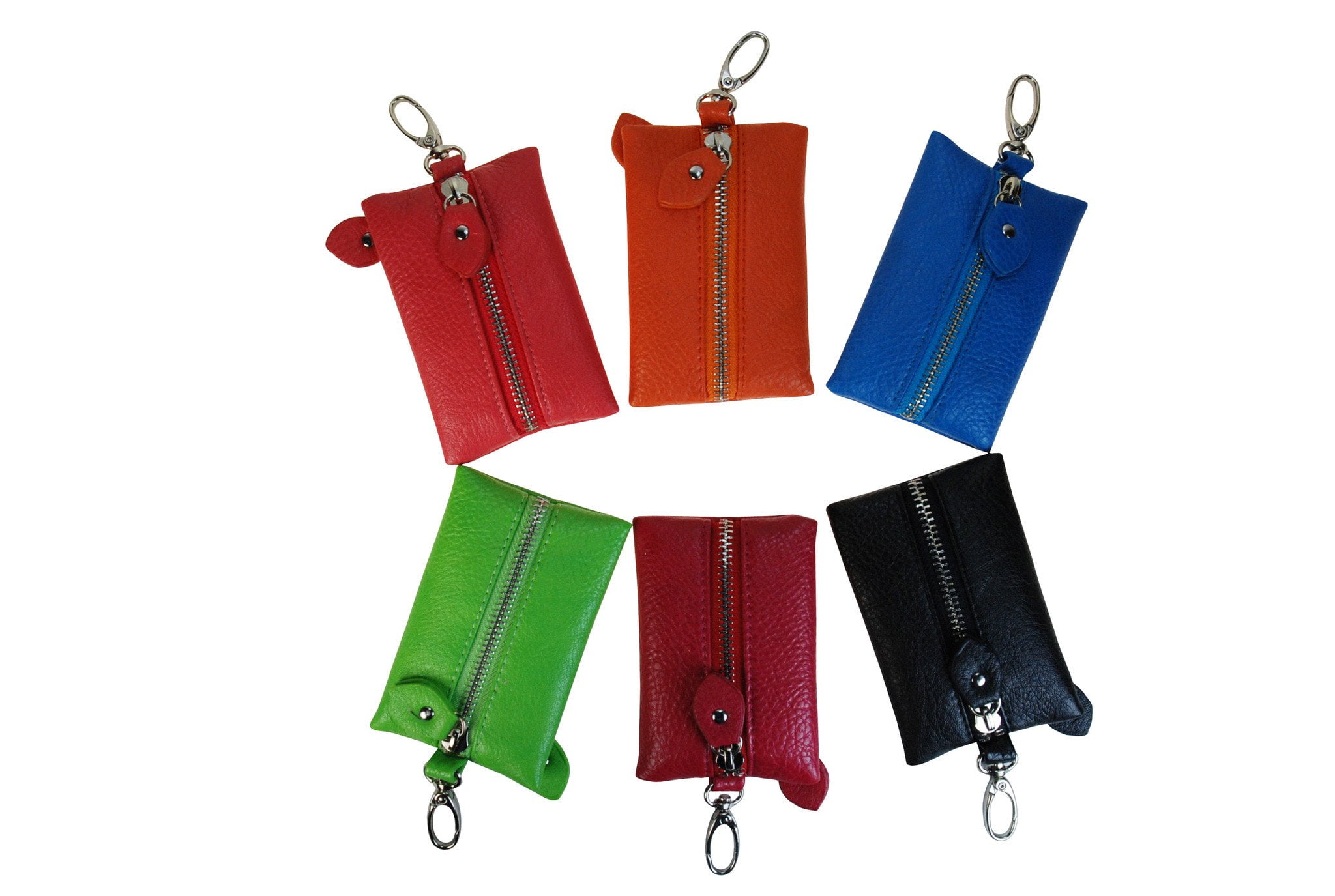 Key Holder Keychain Case with Zipper Leather Wallet 11-455 (C) Black ...