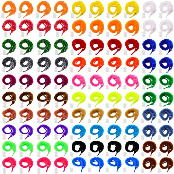 ONEST 100 Pieces Magic Worm Toys Wiggly Twisty Fuzzy Worm Toys Carnival ...