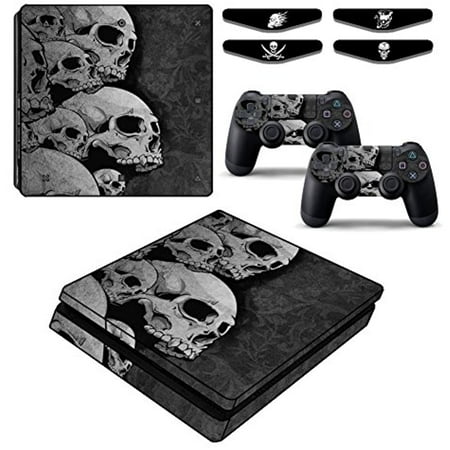 Skull Art Vinyl One PS4 slim Console Skin & Two Play Station 4 Slim ...