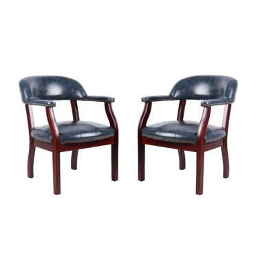 Home Square 2 Piece Brushed Frame Oval Back Fabric Chair Set in Klein ...