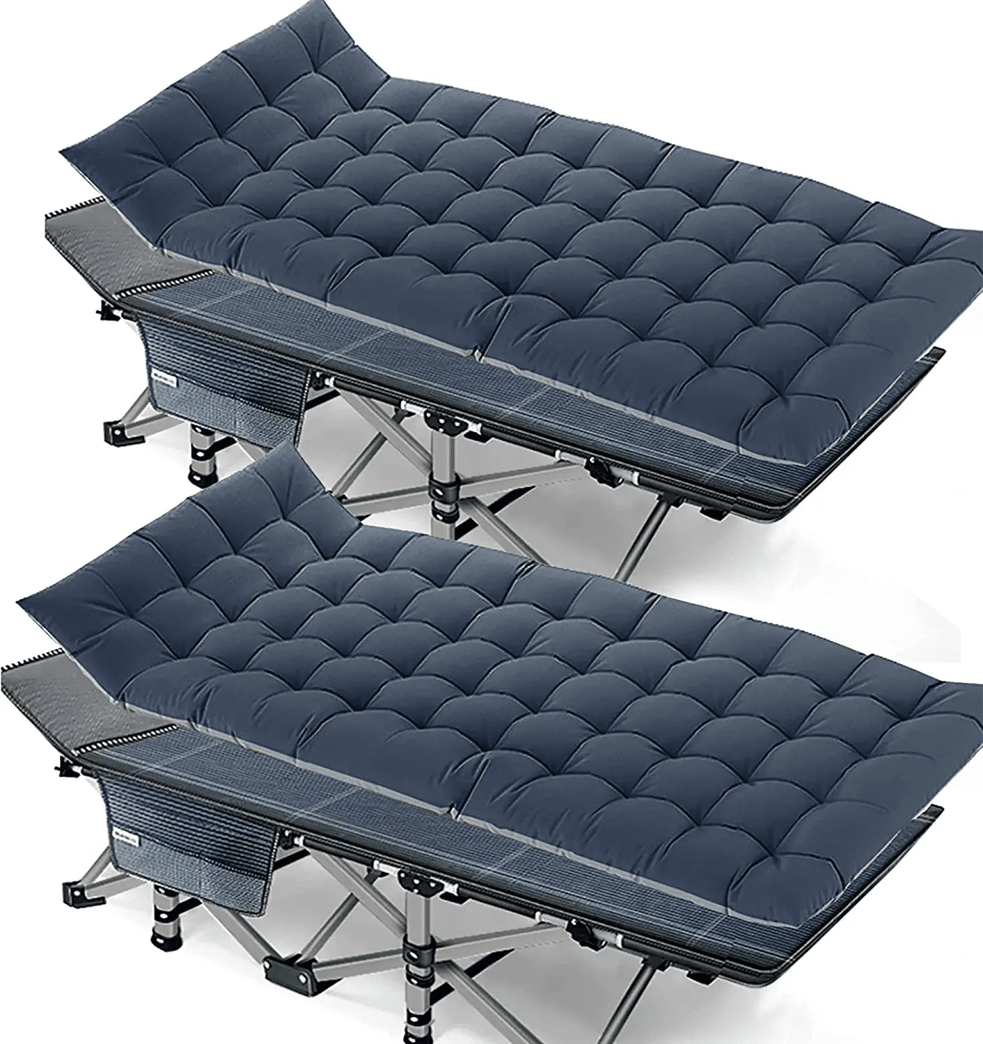 Slsy 2 Packs Folding Camping Cots with 2 Sided Mattress, Heavy Duty ...