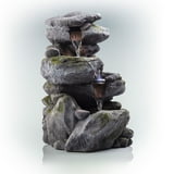 Alpine Corporation 22" Outdoor 3-Tier Rock Cascading Tabletop Fountain ...
