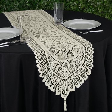 Flower Bow Embroidered Lace Vintage Vintage Design Table Runner ...