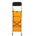 LINJH 4 Step Stool Ladder Foldable Safety Padded Handrails w/ Tool Bag ...