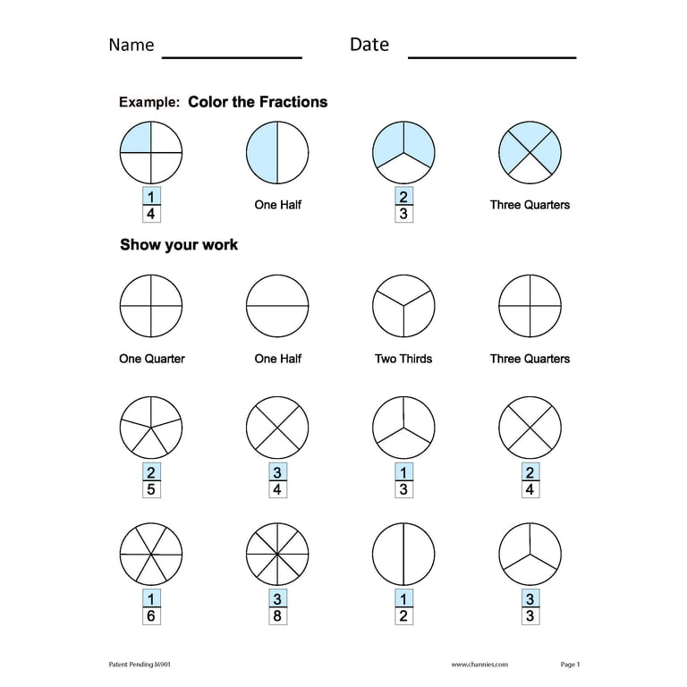 Math Fractions Practice Page