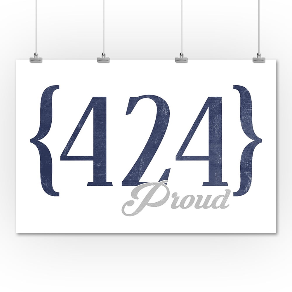 Santa Monica, California - 424 Area Code (Blue) - Lantern Press Artwork ...