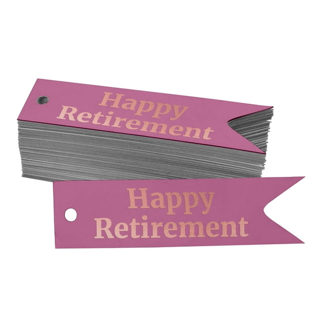 Inkdotpot Happy Retirement Bottle Tag Real Rose Gold Foil Favor Hang ...