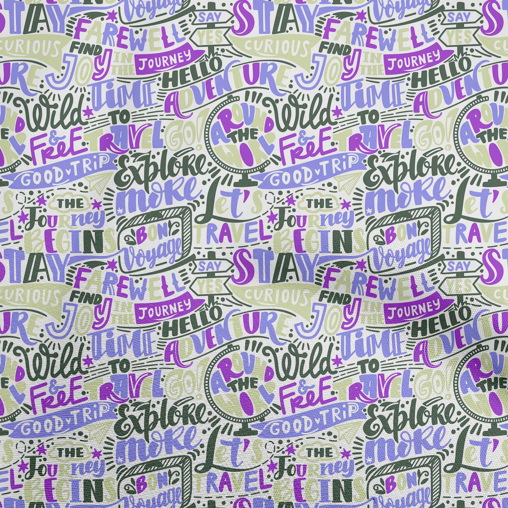 oneOone Silk Tabby Purple Fabric Writing Text Sewing Craft Projects ...